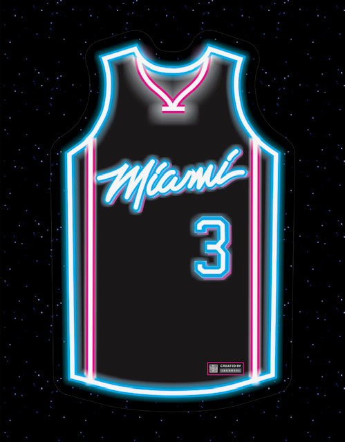 Miami Heat Jersey Number 3 LED Neon Wall Art Size - 20'' x 14'' – Jacob ...